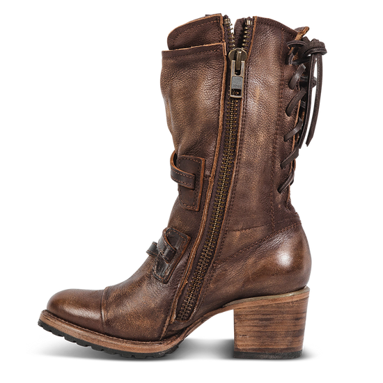 CORA Women's Back Lacing Leather Bootie Brown | Freebird Stores | Shop ...