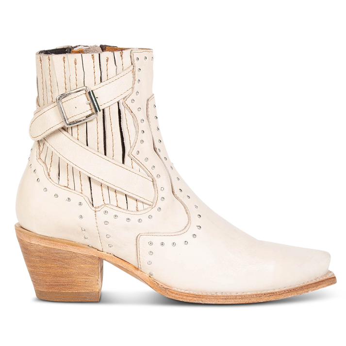 MORGAN Women's Western Exclusive Studded Leather Bootie Beige ...