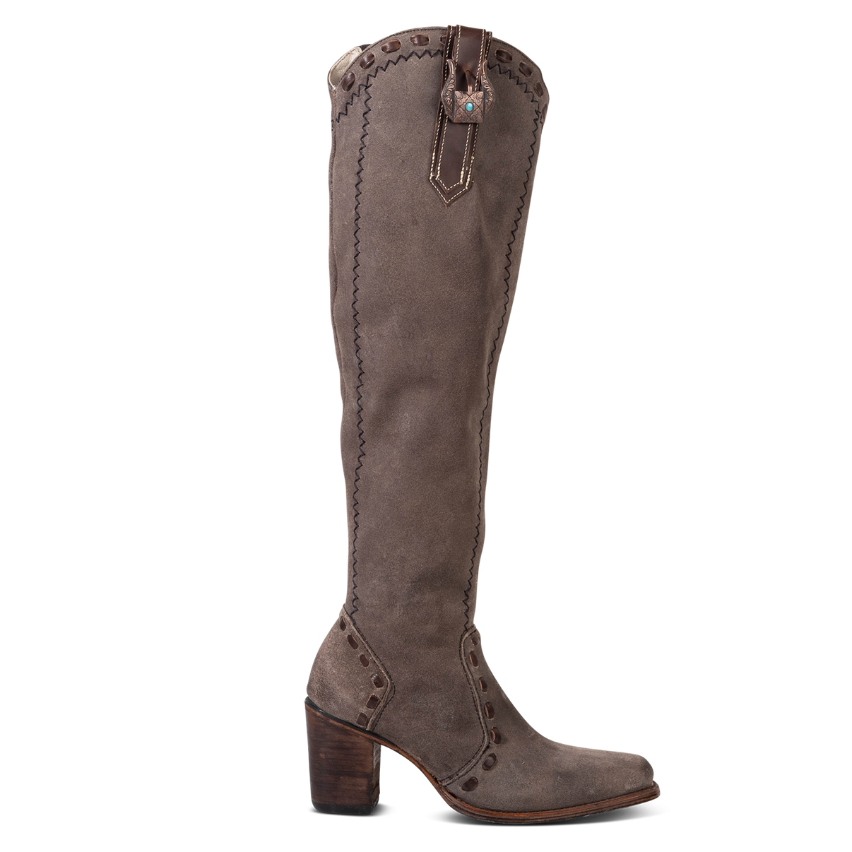 PAISLEY Women's Tall Heeled Suede Boots Grey Suede | Freebird Stores ...
